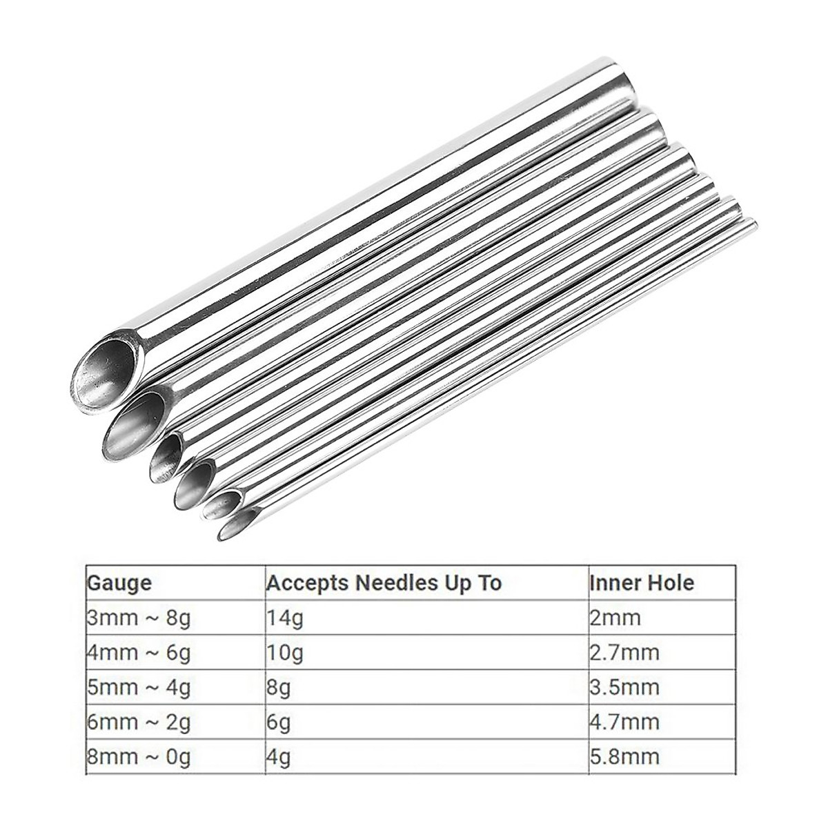 Stainless Steel Piercing Receiver Needle Receiving Tube Body Jewelry Holding Piercing Tool (8mm)