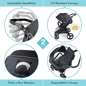 Gaggle by Foundations Roadster Duo Side by Side Double Stroller, Easy to Fold & Maneuver Lightweight Compact Stroller, Black