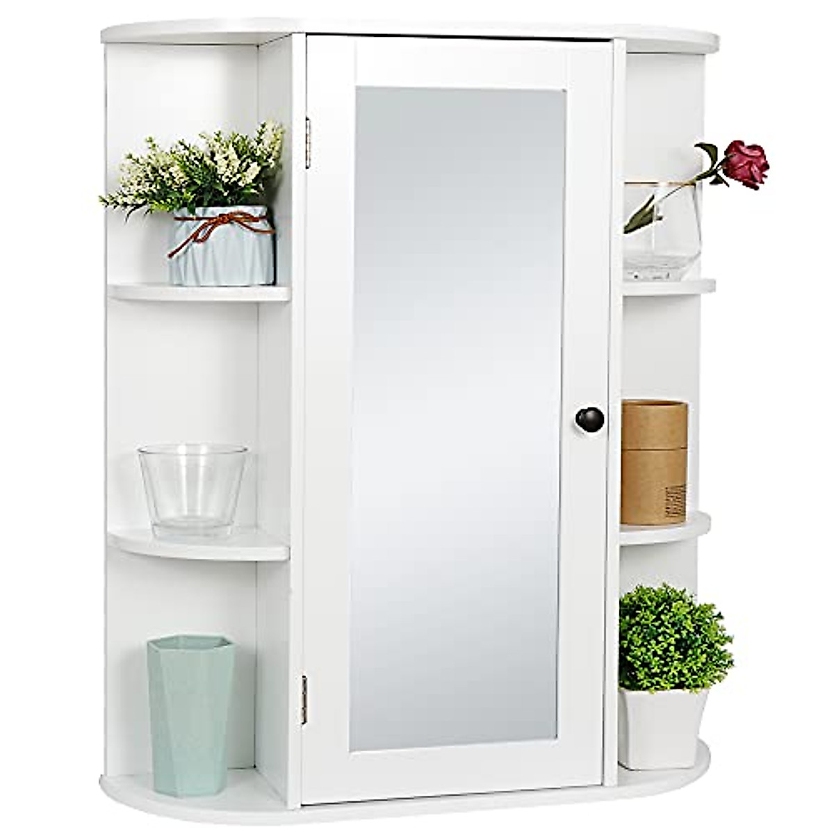 ZENY Bathroom Cabinet with Mirror Wall Mount Medicine Cabinet with 2 Tier Inner Adjustable Shelves Wooden Storage Cabinets Organizer
