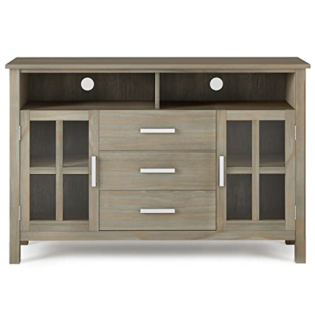 SIMPLIHOME Kitchener SOLID WOOD 53 Inch Wide Contemporary TV Media Stand in Distressed Grey for TVs up to 60 Inches, For the Living Room and Entertainment Center