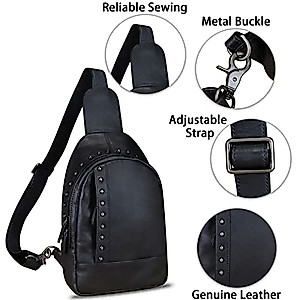 IVTG Genuine Leather Sling Bag for Women Sling Backpack Chest Shoulder Hiking Daypack Vintage Handmade Casual Crossbody Purse (Darkgrey)