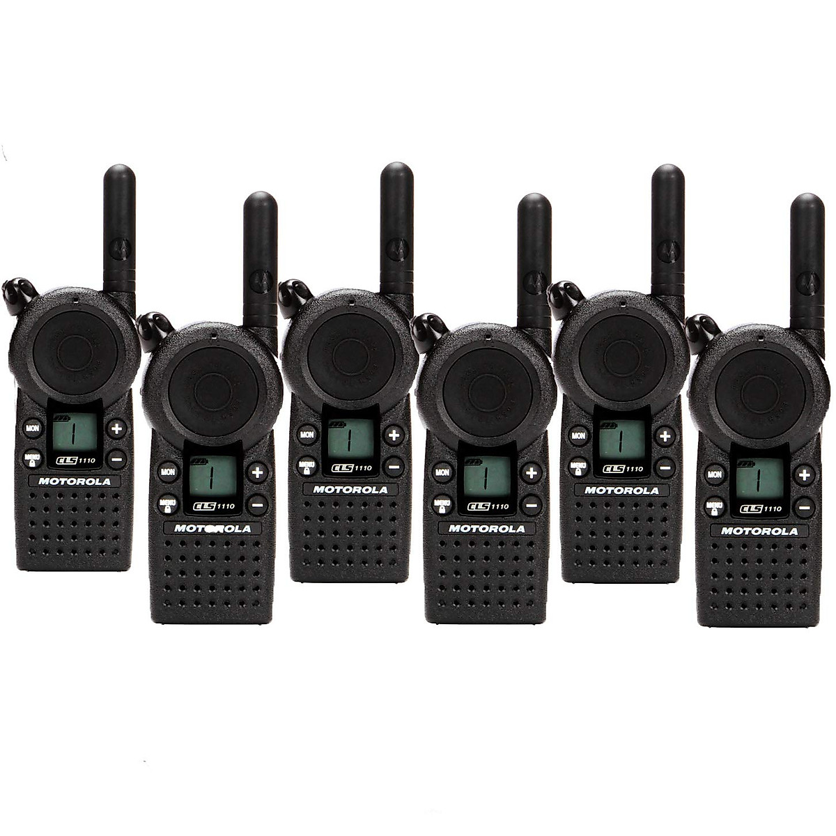 6 Pack of Motorola CLS1110 Walkie Talkie Radios with Headsets & 6-Bank Charger