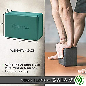 Gaiam Yoga Block - Supportive Latex-Free EVA Foam Soft Non-Slip Surface for Yoga, Pilates, Meditation, Tri-Color Teal Tonal