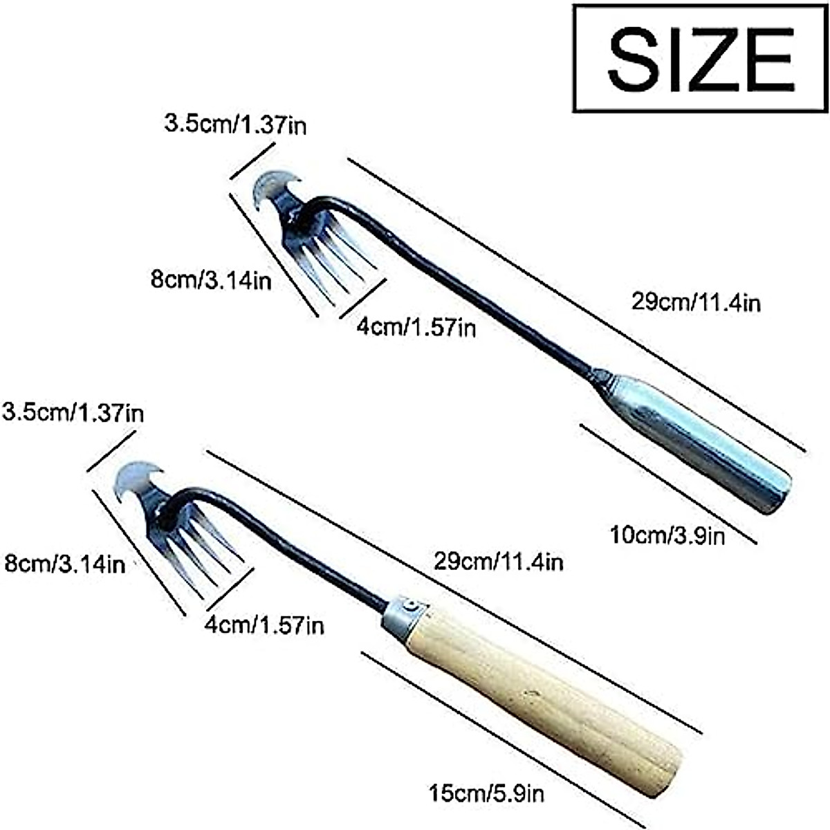 olybell Stainless Weeding Artifact Uprooting Weeding Tool, Stainless Steel Forged Weed Puller 4 Teeth Dual Purpose Weeder, Hand Weeder Tool for Gardening with Long Handle (Black)