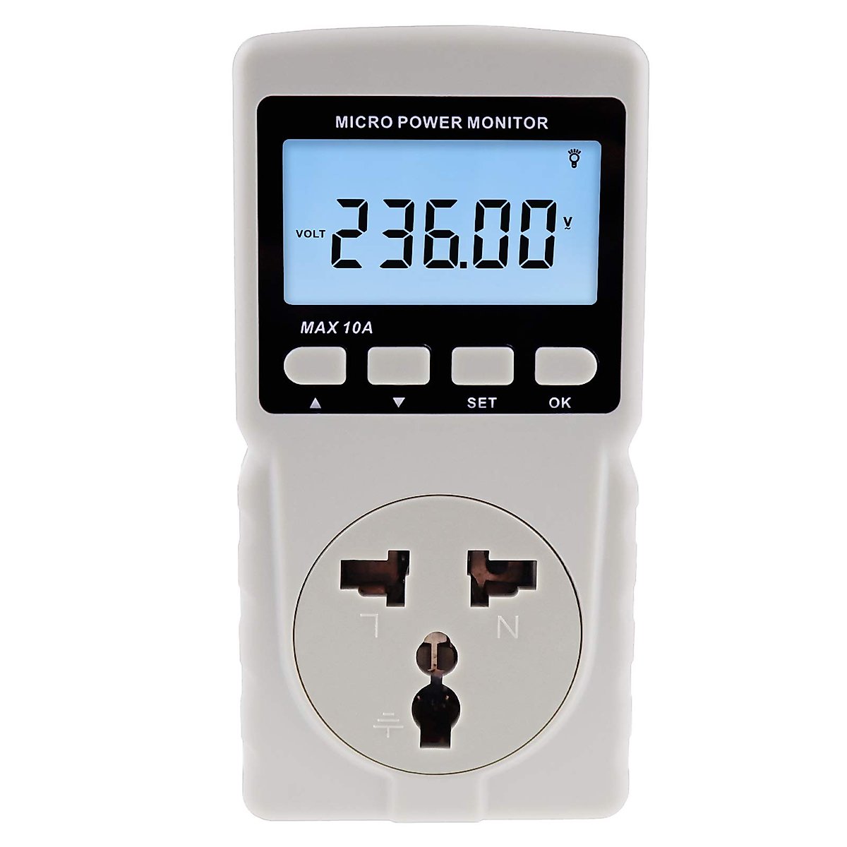 Watt Power Meter Plug-in Socket Power Meter, Home Electrical Usage Monitor Consumption, Kilowatt Wattage Voltage AMP Tester with Backlight Overload Protection