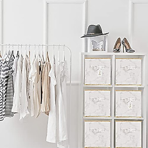DAMAHOME Storage Cubes Organizer Bins - 11 inch Foldable Storage Bins, Fabric Dual Handles Storage Box, Closet Organizer Shelf Baskets, Nursery Bins for Home&Office 6-Pack (Marble)