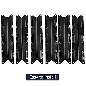 Hongso 14 15/16 Inch Porcelain Steel Grill Heat Shield Replacement for Gas Grill Charbroil 640-01303702-3, Kenmore 146.16132110, 146.16133110, 146.16142210 Gas Grill Models, Set of 6 (PPF2216)