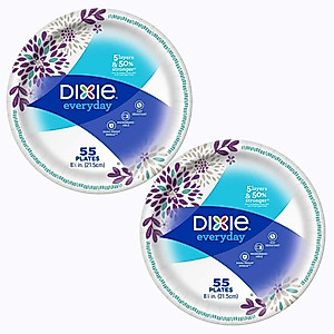 Dixie Everyday Heavy Duty Paper Plates, 8.5 Inch, 55 Count (2 Pack)