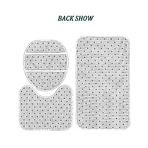 Bathroom Rugs and Mats Sets, Teal Rose Bath Mat, 3 Piece Floral Bath Rug Set, Ultra Soft Absorbent Shaggy Non-Slip Grey Bathroom Mats Bathroom Rug U Shape Toilet Mat Contour Bath Rug for Bathroom