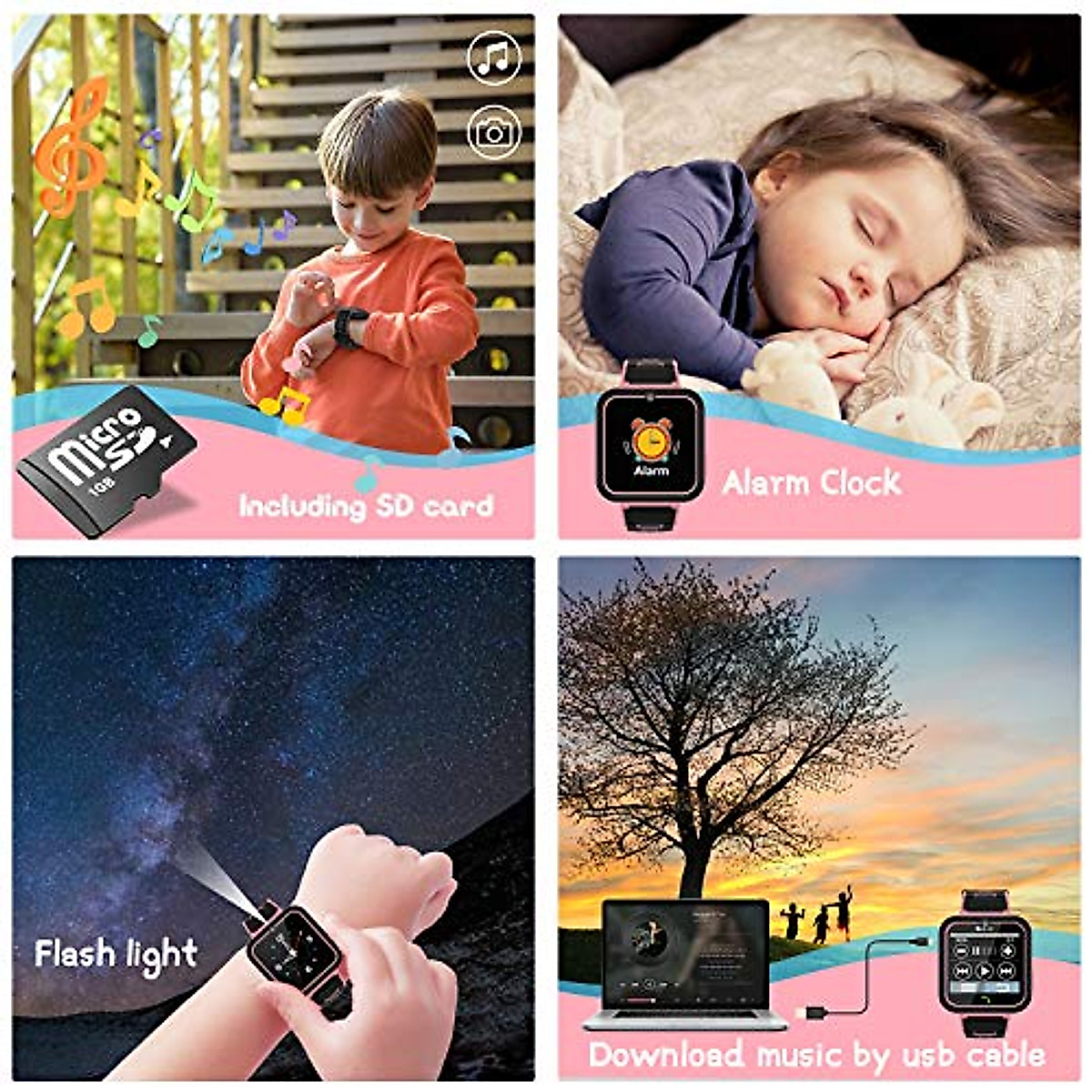 AWEHIRU Kids Smart Watch - Smart Watch for Boys Girls with 16 Games Camera MP3 Music SOS Alarm Clock Flashlight Kids Phone Watch 3-12 Years Old Students Gifts