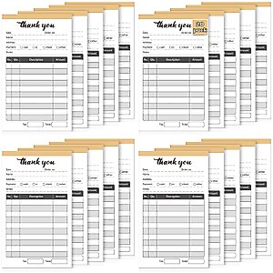 Ctosree 20 Pack Thank You Receipt Book for Small Businesses 3.5x5.5 Inch 2 Part Carbonless White Yellow Receipt Pad, 100 Sheets Per Pad