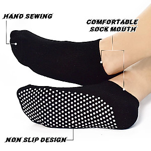 SkiBeaut Yoga Grips Non Slip Socks Pilates Anti Skid Sticky Grippers Ballet Barre Socks for Women 3 Pairs