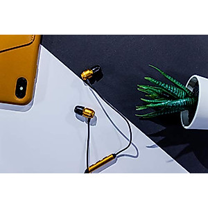 LUDOS CLAMOR Wired Earbuds in-Ear Headphones, 5 Years Warranty, Earphones with Microphone, Noise Isolating Ear Buds, Memory Foam for iPhone, Samsung, School Students, Kids, Women, Small Ears - Gold