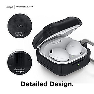 elago Armor Case Compatible with Samsung Galaxy Buds 2 Pro Case (2022) / Galaxy Buds 2 Case (2021) / Galaxy Buds Pro Case (2021) / Galaxy Buds Live Case (2020) [US Patent Registered] [Black]