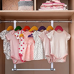 Amyhill 2 Pack Double Hanging Closet Rod Extender Width and Height Adjustable Closet Hanging Rod Extension Organizer Space Saving Clothes Hanging Bar with 4 Pcs Nylon Bands for Closet Clothes Storage