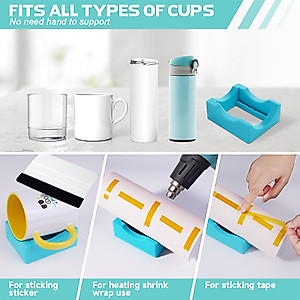 GO2CRAFT Basic Tool Set for Mug Press, 14Pcs Tool Set for Mug Tumbler Press with 3Pcs Sublimation Tumbler Wraps,Silicone Cup Cradle with Built-in Slot&Tape Dispenser, Big Bundle for DIY Gifts, Craft