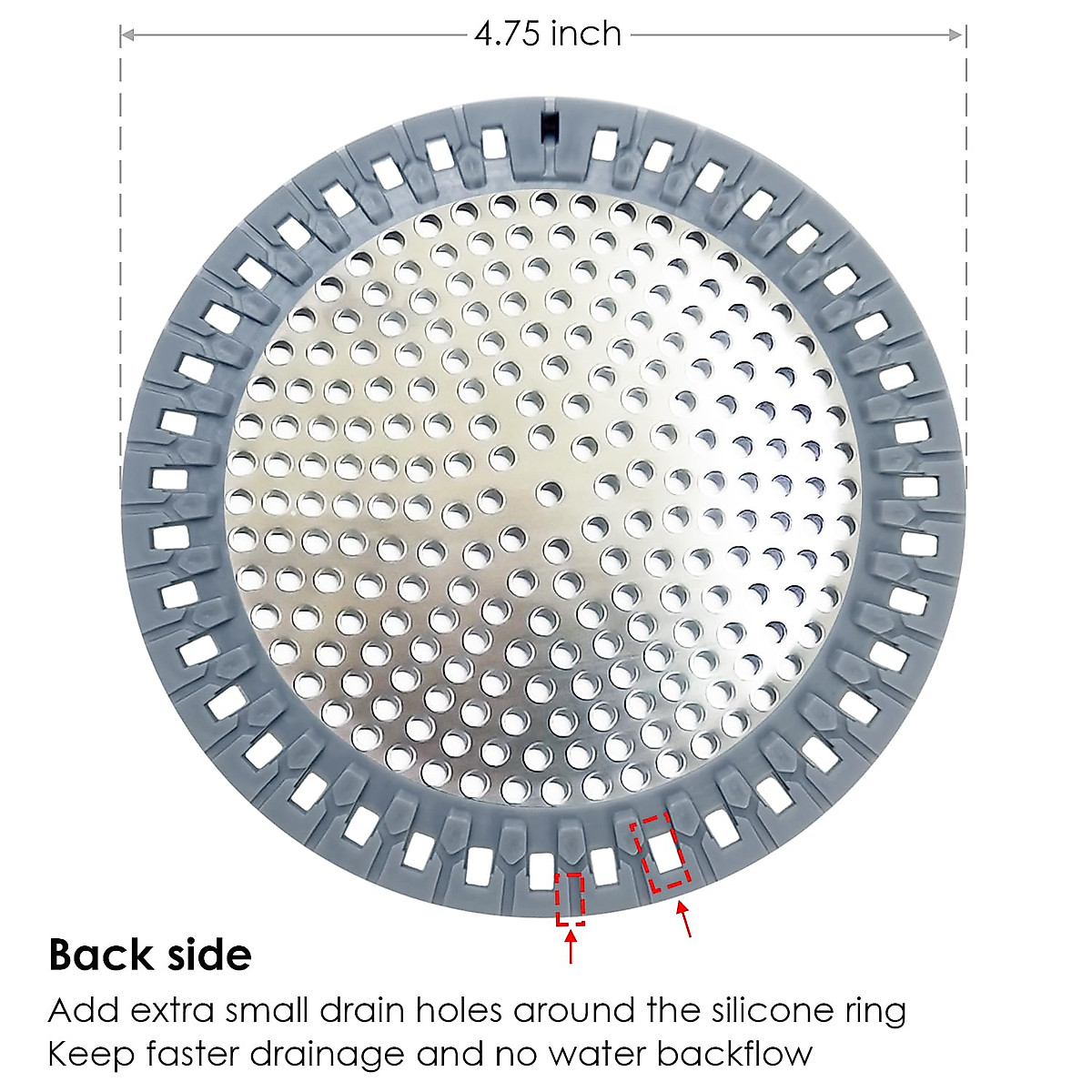 Huntonry Drain Hair Catcher, Shower Hair Drain Catcher, Shower Drain Cover, Bathtub Drain Strainer, Tub Hair Catcher, Bathroom Sink Strainer Hair Trap Filter, Bathroom Drain Defender, Flat, Round