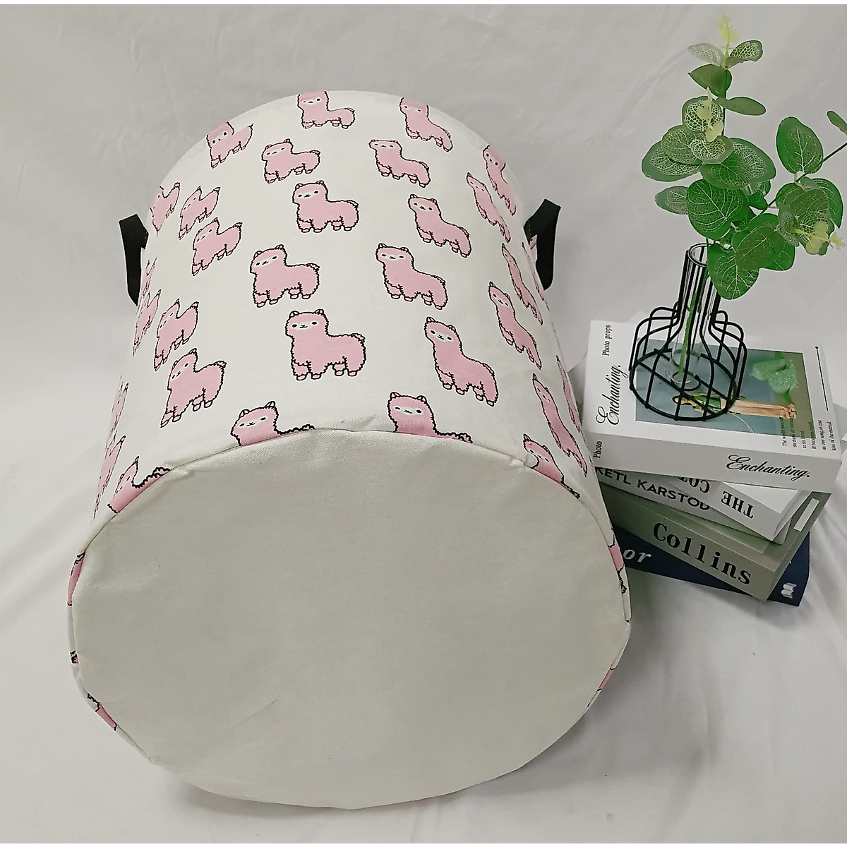 MAIZMZ Pink Storage Bins Gift Toys Box Kids Hamper Girls Laundry Basket Canvas Collapsible Waterproof Organizer Bin for Home/Dorm/Kitchen/Pet/Office/Closet/Shelf/Room decor(Alpace)