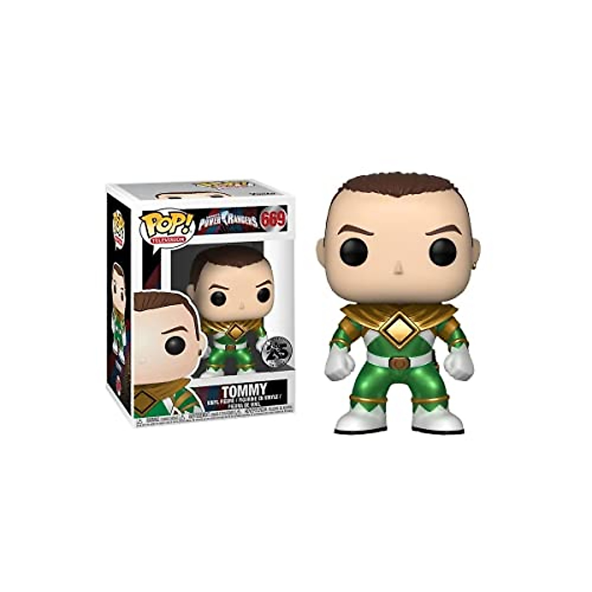 Pop Funko Television Power Rangers: Unmasked Metallic Tommy Collectible Figure, Multicolor