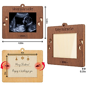 Creawoo 2023 Tiny Miracle Christmas Ornament Sonogram Picture Frame Baby's First Christmas Baby Gift Ultrasound Photo Frame Tiny Miracle Keepsake for Expecting Parents and Grandparents