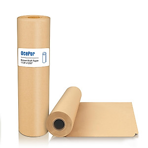 OcePor Brown Paper Roll 17.8"×1200"(100 ft), Craft Paper, Kraft Paper Roll, Wrapping Paper, Packing Paper for Moving, Gift Wrapping, Wall Art, Table Runner, Floor Covering, Bulletin Board, Arts Crafts