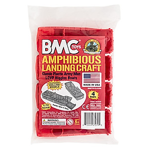 BMC Classic Marx Landing Craft - 4pc Red Plastic Army Men Boat Vehicles