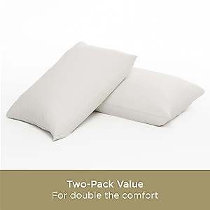 AllerEase Organically Grown Soft Cotton Odor Neutralizing Allergy Defense Bed Pillow- King - 2 Pack