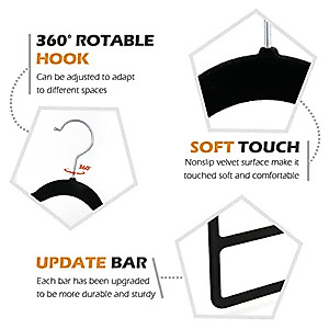 Velvet Pants Clothes Hanger Space Saving Non-Slip Pants Shorts Hanger, Myfolrena Jeans Slack Trousers Hangers Multiple Velvet Hanger Closet Organizer Storage and Organization for Jeans,Scarf,Tie