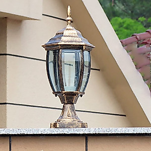 Post Lights Outdoor Post Light Post Cap Lights Wired Outdoor Waterproof Led Villa Patio Aisle Path Pillar Lamp Garden Decoration Landscape Light (Black) (Brass)