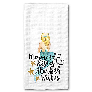 Mermaid Kisses and Starfish Wishes Microfiber Kitchen Towel