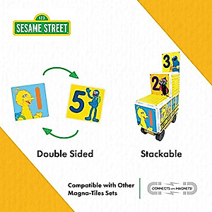 CreateOn Magna-Tiles “Sesame Street” Toys, Magnetic Kids’ Building Toys from “Sesame Street” Books, School Bus Magnet Tiles, Educational Toys for Ages 3+, 14 Pieces