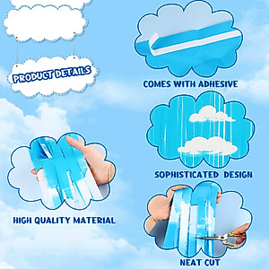 XunYee 3 Pack Blue Sky White Clouds Birthday Party Supplies, Clouds Theme Tinsel Foil Fringe Curtains Toy Party Supplies, Cartoon Story Backdrop for Baby Shower Birthday Party Decorations