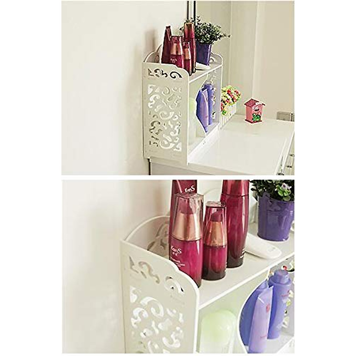 Countertop Bookshelf Wood Display Shelf Desktop Organizer Office Storage Rack Stand Shelf Decor White Desk Dresser Organizer for Desktop, Tabletop or Counter