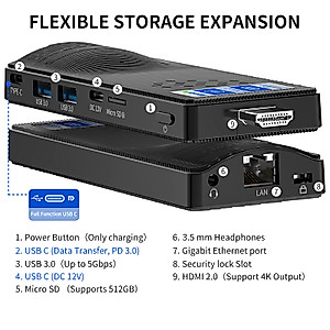 HIGOLEPC Mini PC Windows 11 Pro Celeron J4125 8GB/128GB,Micro Computer Stick PC USB PD3.0 and HDMI 4K Gigabit Ethernet,WiFi 6.0,BT 5.2, Mini Computer on Business Office Media Home