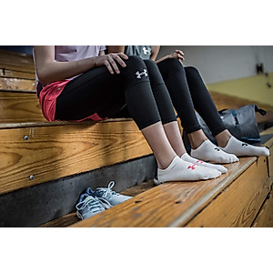 Under Armour Essential No Show Socks, 6-pair, White Daiquiri Red Assorted, Shoe Size: Youth 13.5K-4Y