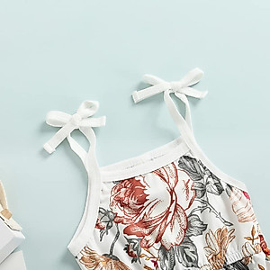 WZTYYDS Toddler Baby Girl Summer Clothes Floral Romper Tie-Up Strap Halter Jumpsuit Infant Summer Sling Playsuit 6M-3T (A-flower romper a, 12-18 Months)
