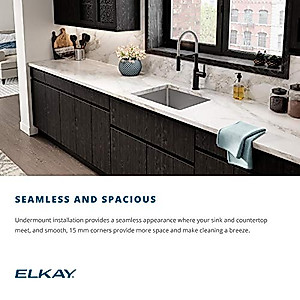 Elkay Crosstown EFRU311610T 33" - 10" Depth Single Bowl Undermount Stainless Steel Kitchen Sink, Polished Satin