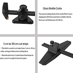 Glass Cutting Tools, Round Diameter Adjustable Glass Bottle Cutter,Ring Gass Cutter for Industrial Supplies,Strip and Circle Glass Cutter with Base