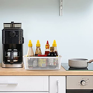 Tstorage Slim Plastic Storage Baskets with Circles, Plastic Desktop Pencil Baskets, 6 Packs