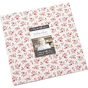 My Redwork Garden Layer Cake, 42-10 inch Precut Fabric Quilt Squares by Bunny Hill Designs