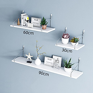 SHELFLOVER Wall Shelves for Living Room, Bedroom, Den, Bathroom, Floating Shelves for Wall Storage, Wood Floating Shelf for Plants, Handicraft, Books, Small Wall Shelf 35.4in (90cm), White