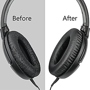 SOULWIT Earpads Cushions Replacement for Sennheiser HD201 HD201S HD180 HD418 HD419 HD421 HD428 HD429 HD438 HD439 HD448 HD449 Headphones, Ear Pads with Softer Protein Leather, Noise Isolation Foam