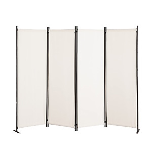 4 Panel Room Divider, Folding Privacy Screen Wall Divider for Room Separation, Freestanding Room Partitions for Home Office Dorm Decor 84”W×67”H, White