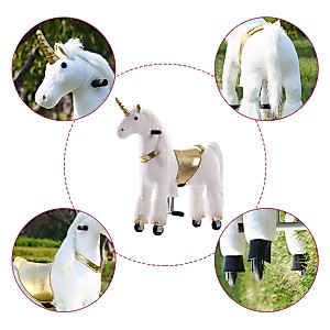 Gidygo Kids Ride on Walking Unicorn Rocking Horse Riding Toy for Children for 3-6 Years Old