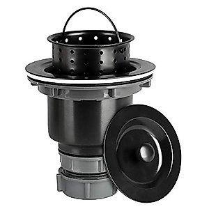 Zeesink Kitchen Sink Drain Assembly,Black Sink Strainer with Removable Basket,Fit for Kitchen Sink Opening Size 3 1/2",Black Color
