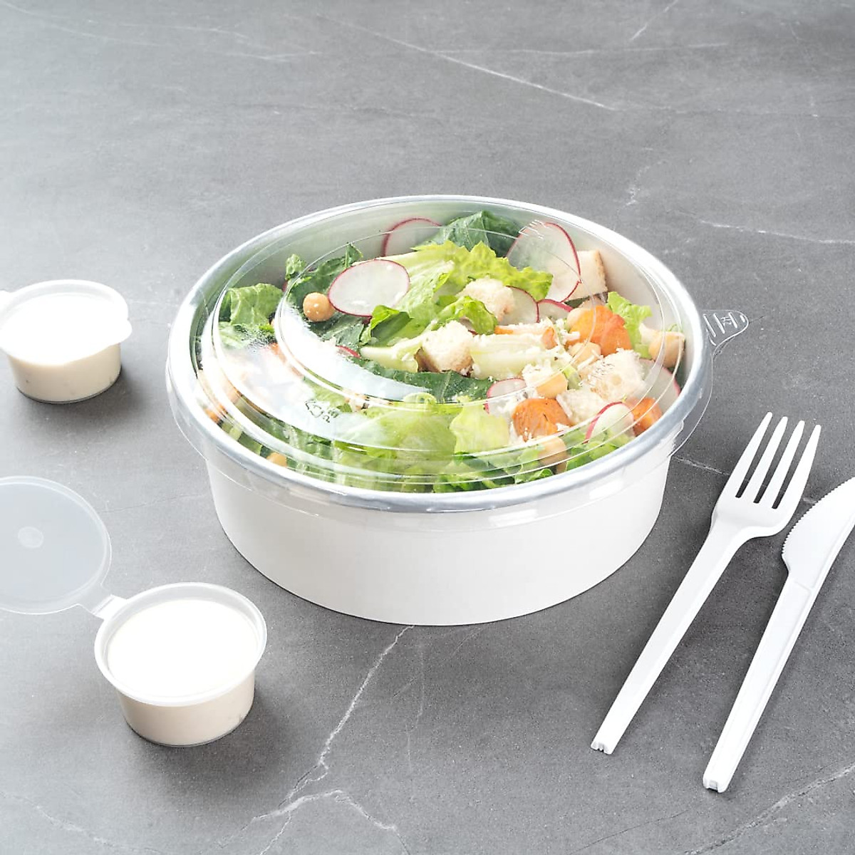 Restaurantware LIDS ONLY: Foil Lux Lids For 45 OZ Take Out Containers 200 Lift Tab Lids For Food Containers - Disposable Clear Plastic Food Container Lids Containers Sold Separately