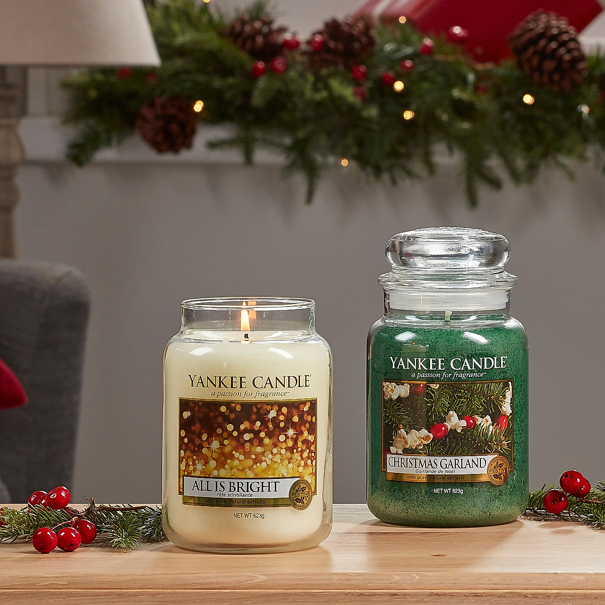 YANKEE CANDLE All is Bright Large Jar Candle, White