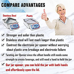 Stainless Steel Jar Opener for Weak Hands - Under Cabinet Jar Lid & Bottle Cap Opener - V Shape Single Hand Under Counter Can Opener - Effortless Open Any Size Jar - Perfect for Seniors with Arthritis