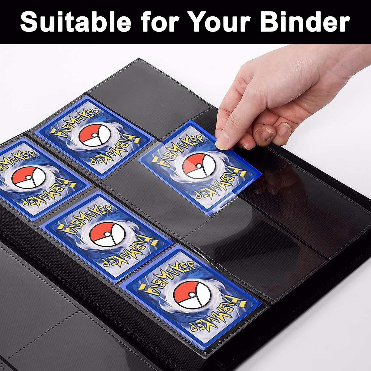 Black MTG Card Sleeves 200 Pack, Standard Card Sleeves Sturdy MTG Sleeves Matte Back Finish, Perfect Shuffling - Protect All Your Trading Cards Collectible Cards by Fabmaker, Never Tear