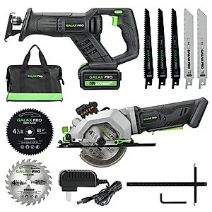 GALAX PRO Circular Saw and Reciprocating Saw Combo Kit with 1pcs 4.0Ah Lithium Battery and One Charger, 7 Saw Blades and Tool Bag